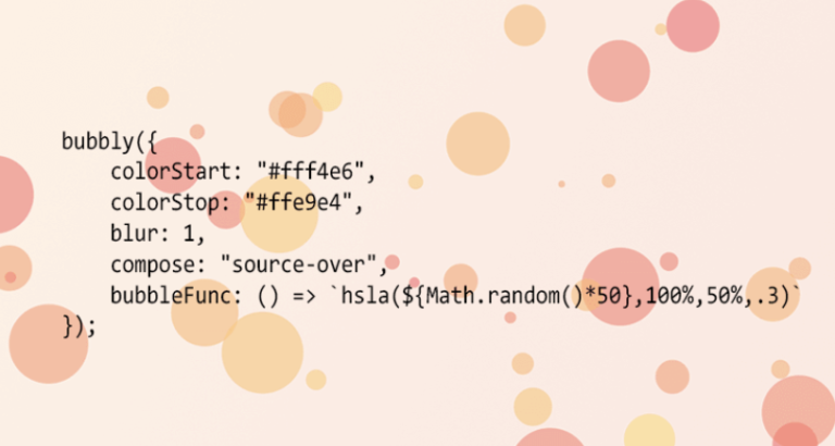 【bubbly】Javascriptで簡単にできる美しい泡のアニメーション、「Beautiful bubbly backgrounds」